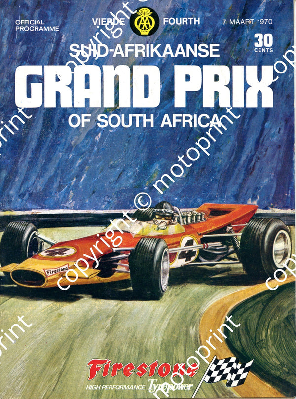 1970 SA GP; entry list GP, SA saloons, FF. FV. F1 5000, Star prod car ...